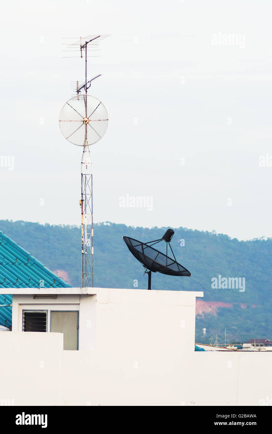 Radar in blue sky sunlight Stock Photo - Alamy