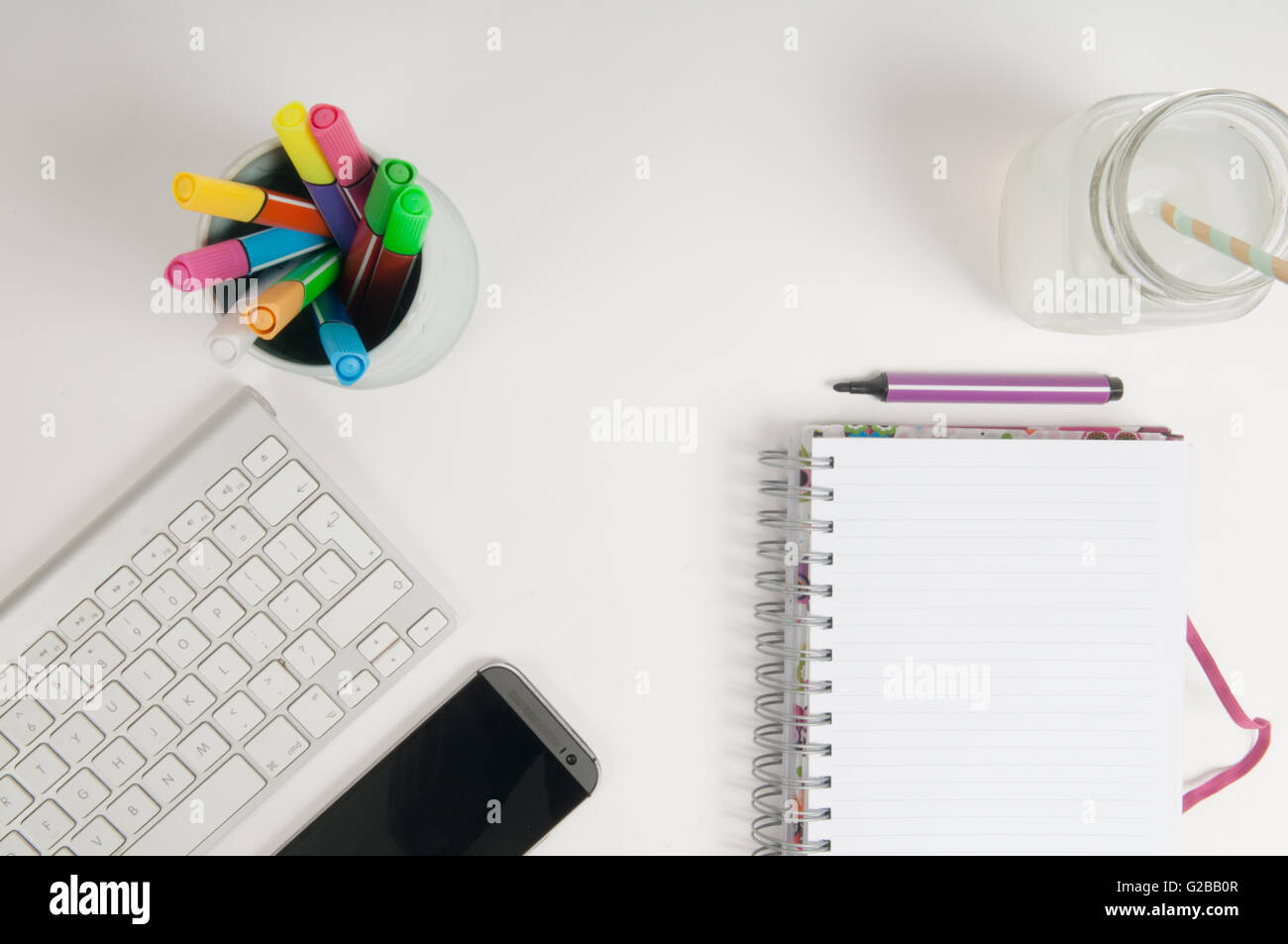 Small business office background viewed from above the desk Stock Photo ...