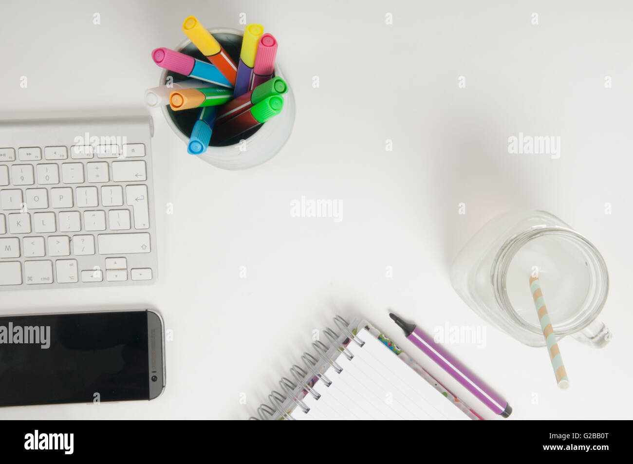 Small business office background viewed from above the desk Stock Photo ...