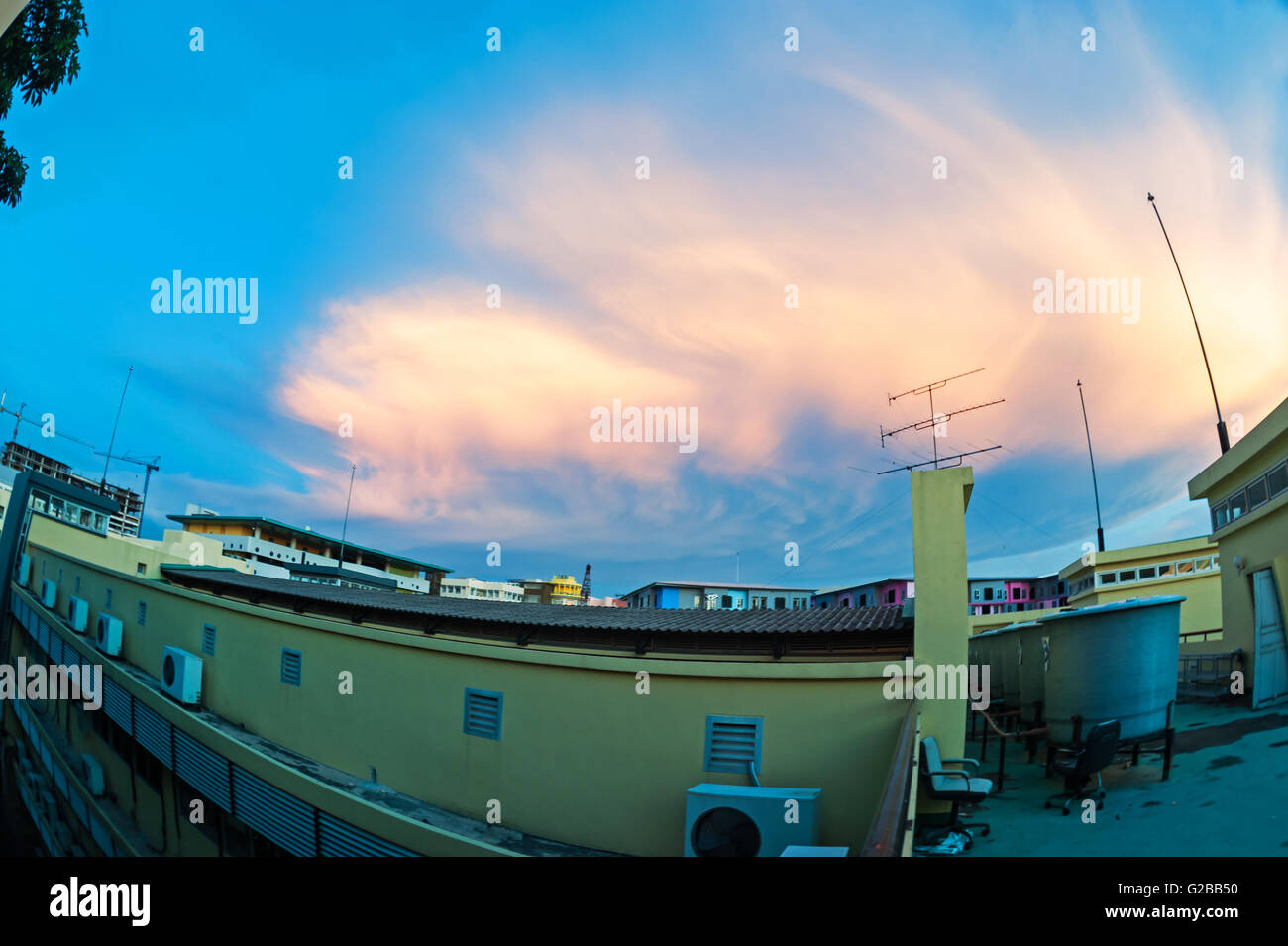 An Roof sunset sky in nature Stock Photo - Alamy