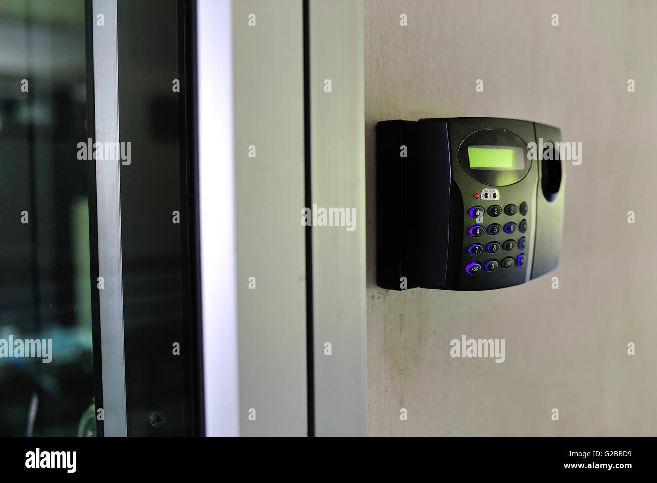An Fingerprint machine server safety Stock Photo - Alamy