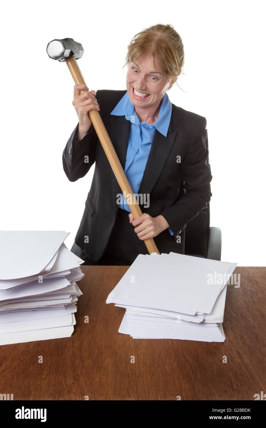 Stressed person office pile work hi-res stock photography and images ...