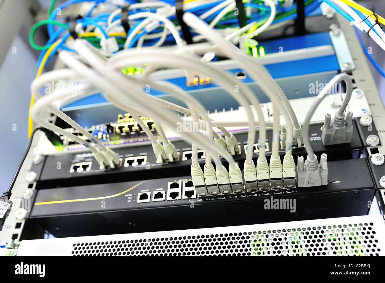 An Lan cable in network room dept of field technic Stock Photo - Alamy