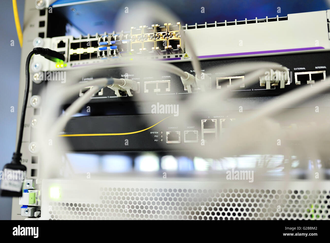 An Lan cable in network room dept of field technic Stock Photo - Alamy