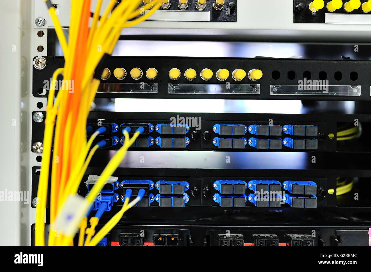 fiber optic with servers in a technology data center Stock Photo - Alamy