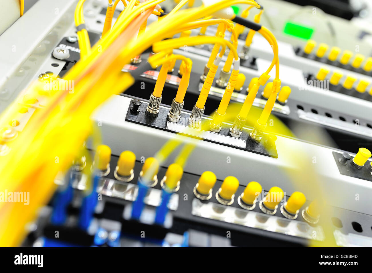 fiber optic with servers in a technology data center Stock Photo - Alamy