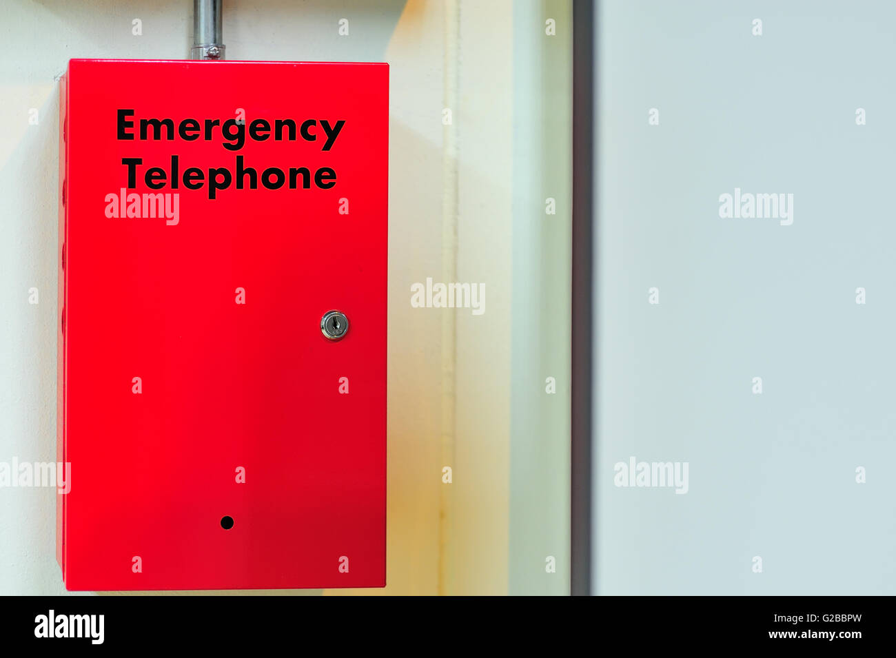 Box of telephone emergency call security Stock Photo - Alamy
