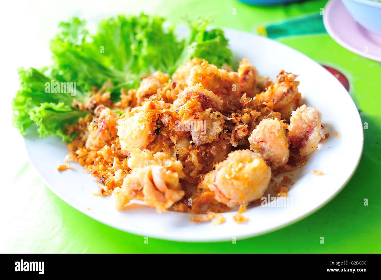 An squid fried in soft light sea food Stock Photo - Alamy