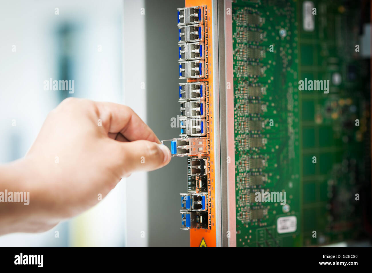 Fix network switch in data center room Stock Photo - Alamy