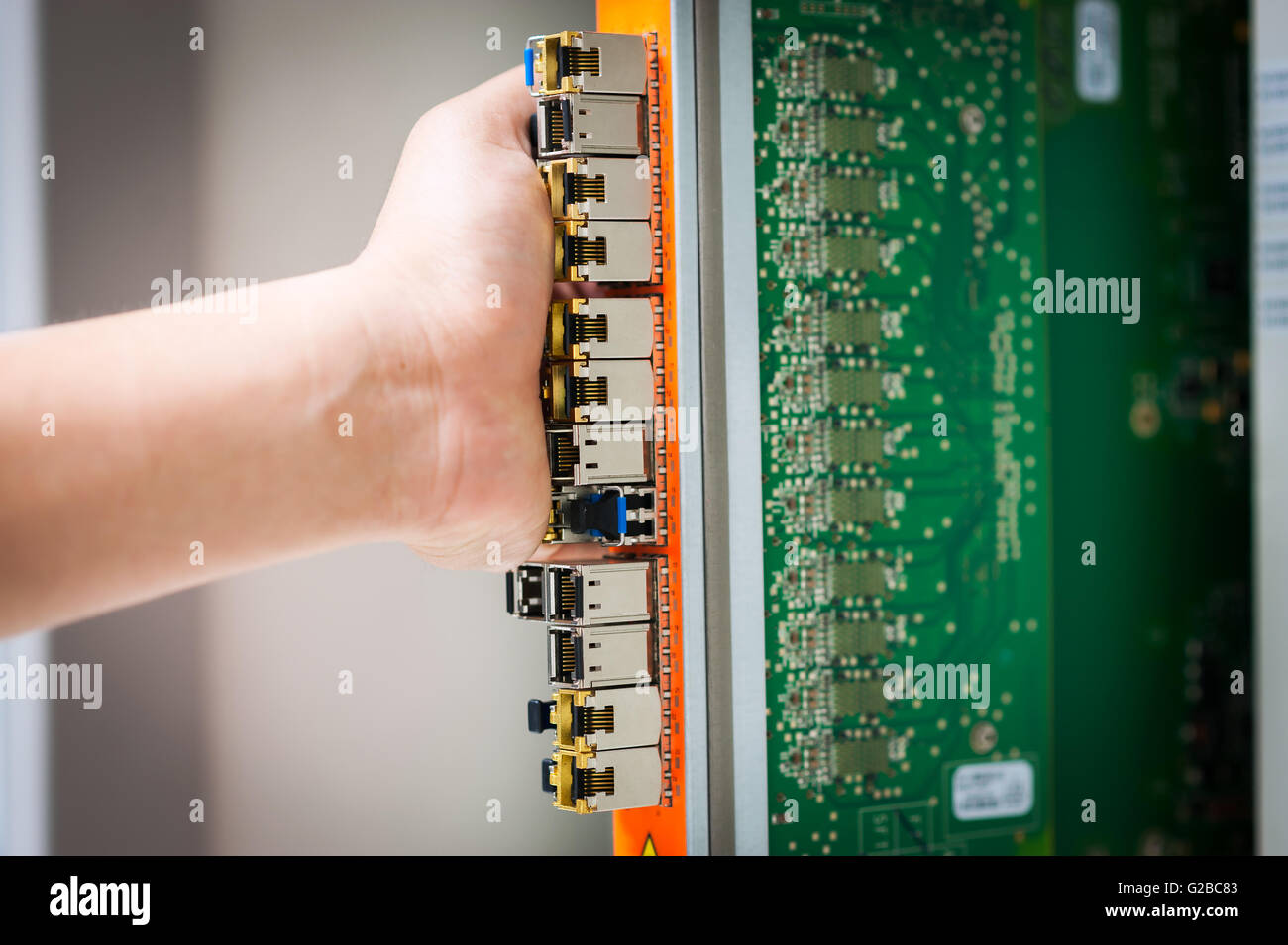 Fix network switch in data center room Stock Photo - Alamy