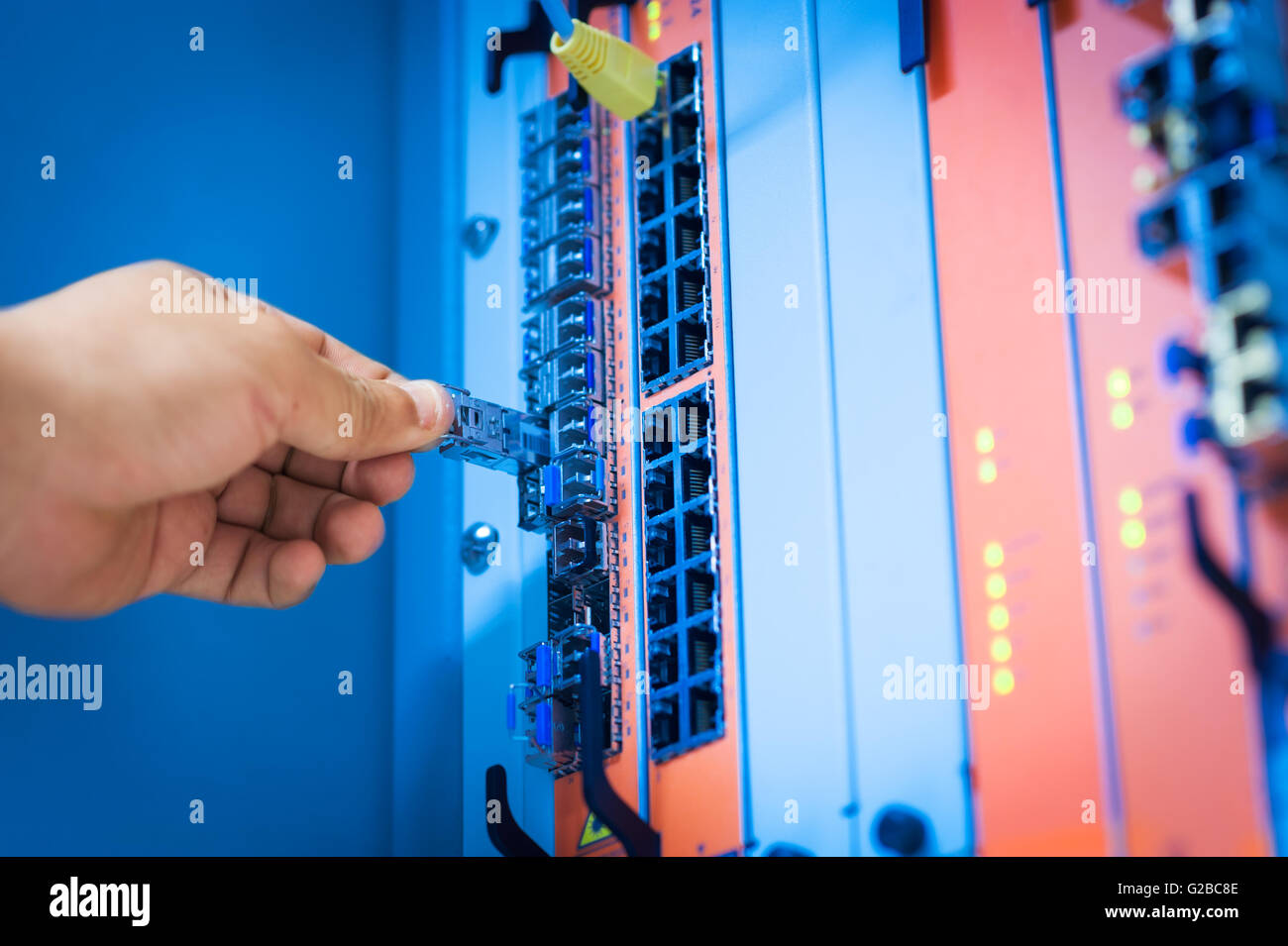 Fix network switch in data center room Stock Photo - Alamy