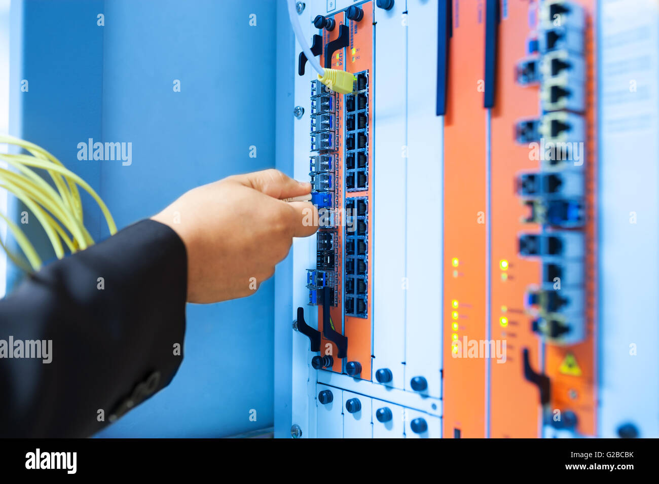 Fix network switch in data center room Stock Photo - Alamy