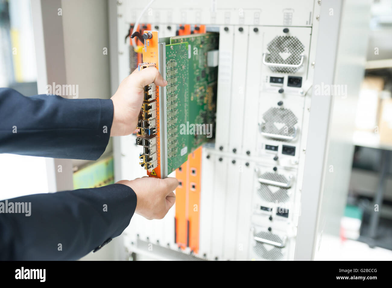 Fix network switch in data center room Stock Photo - Alamy