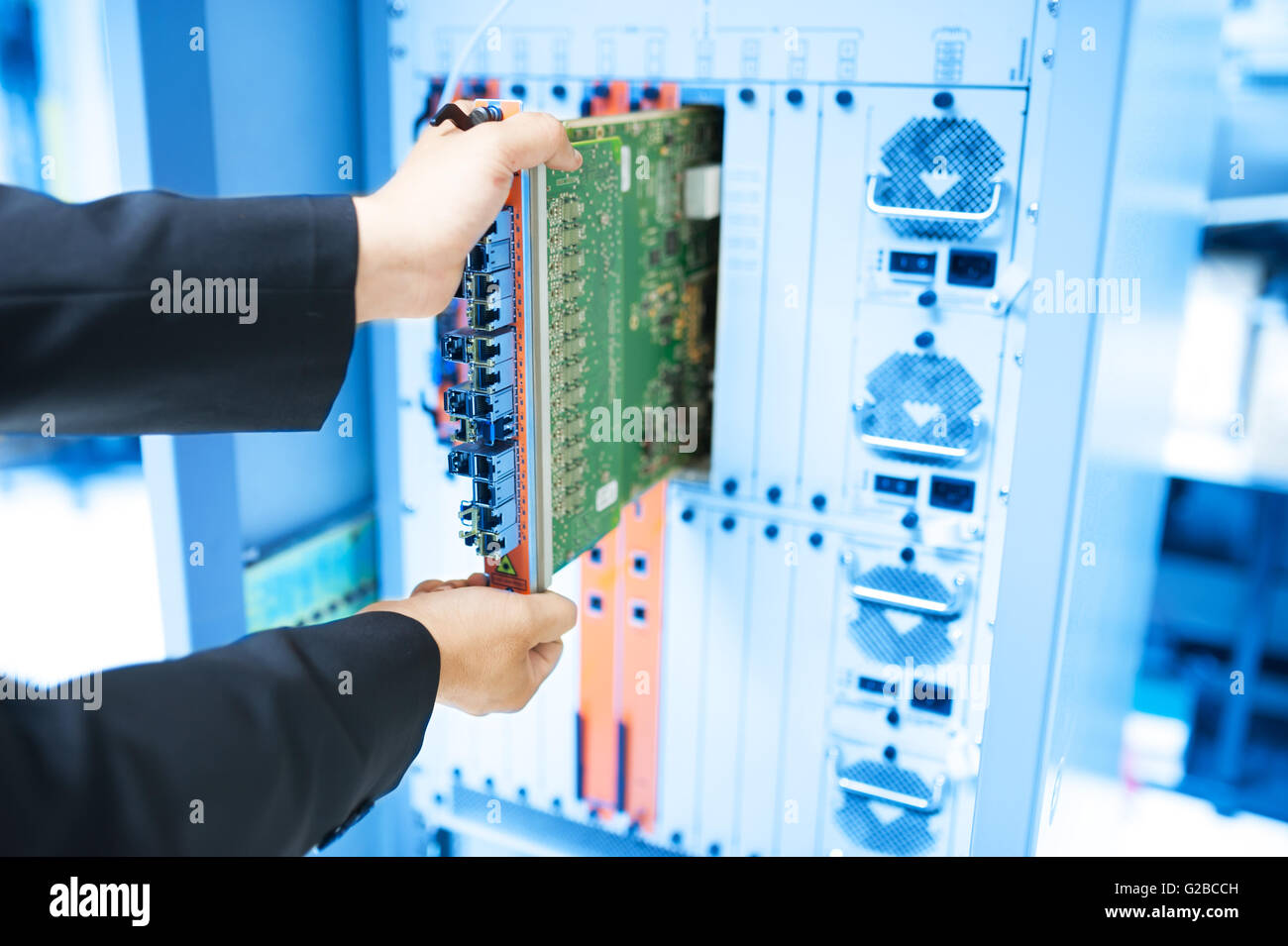Fix network switch in data center room Stock Photo - Alamy