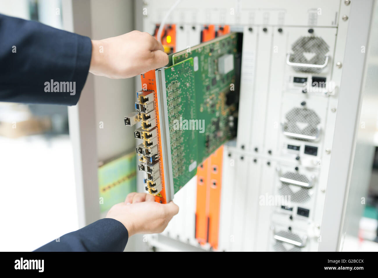 Fix network switch in data center room Stock Photo - Alamy