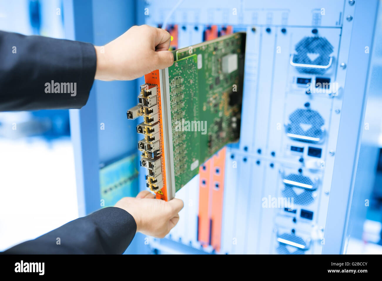 Fix network switch in data center room Stock Photo - Alamy