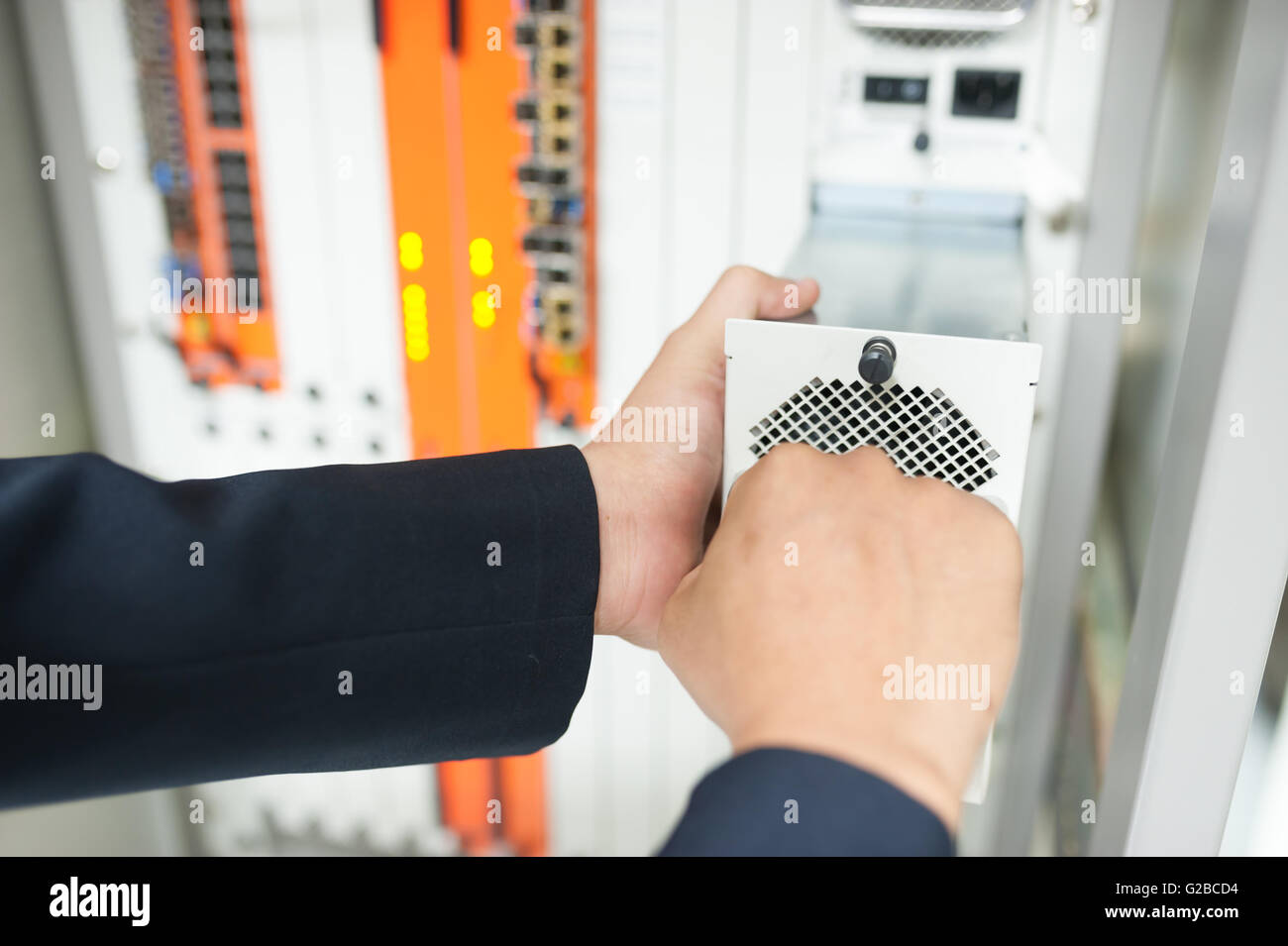 Fix network switch in data center room Stock Photo - Alamy