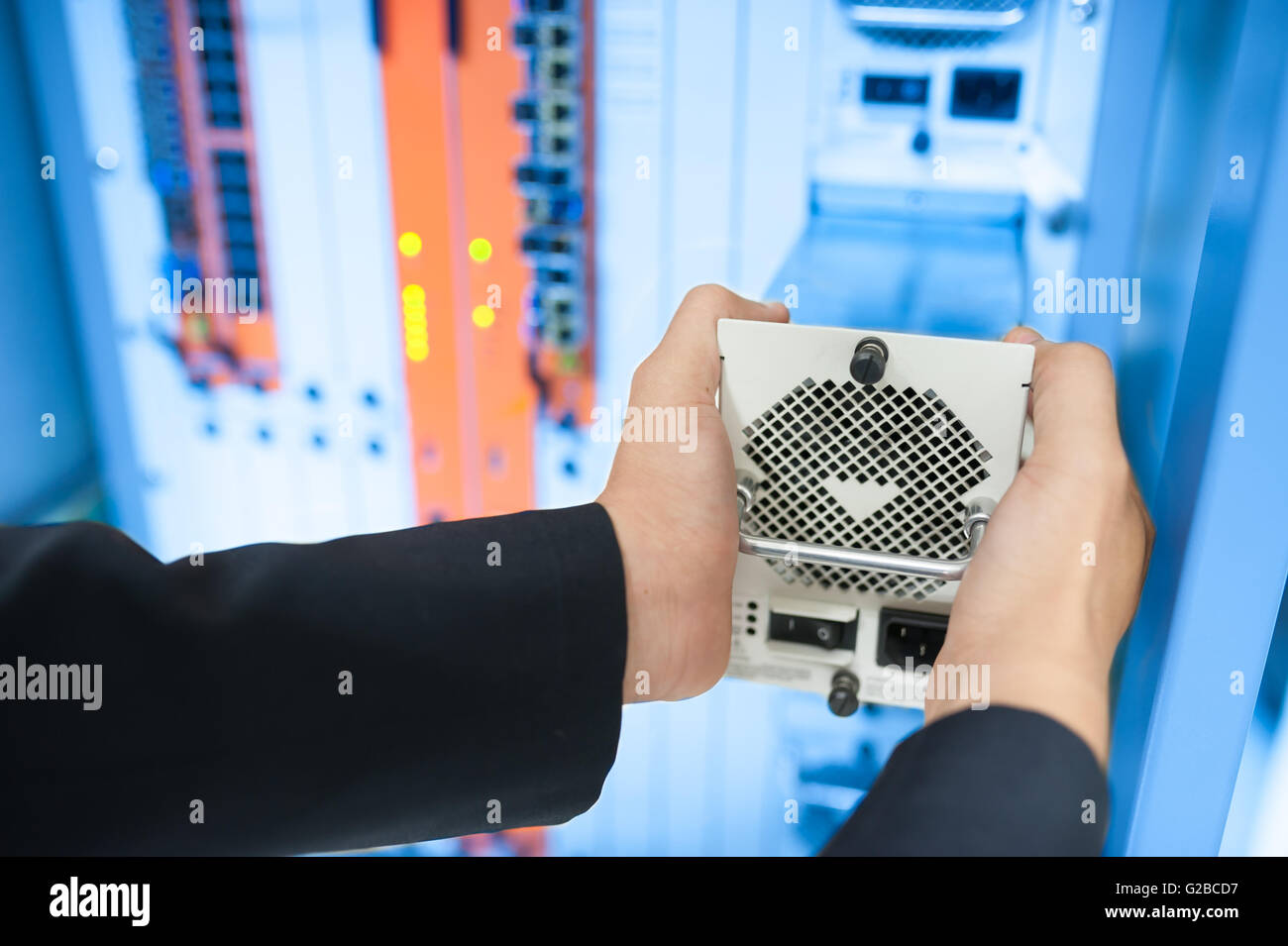 Fix network switch in data center room Stock Photo - Alamy