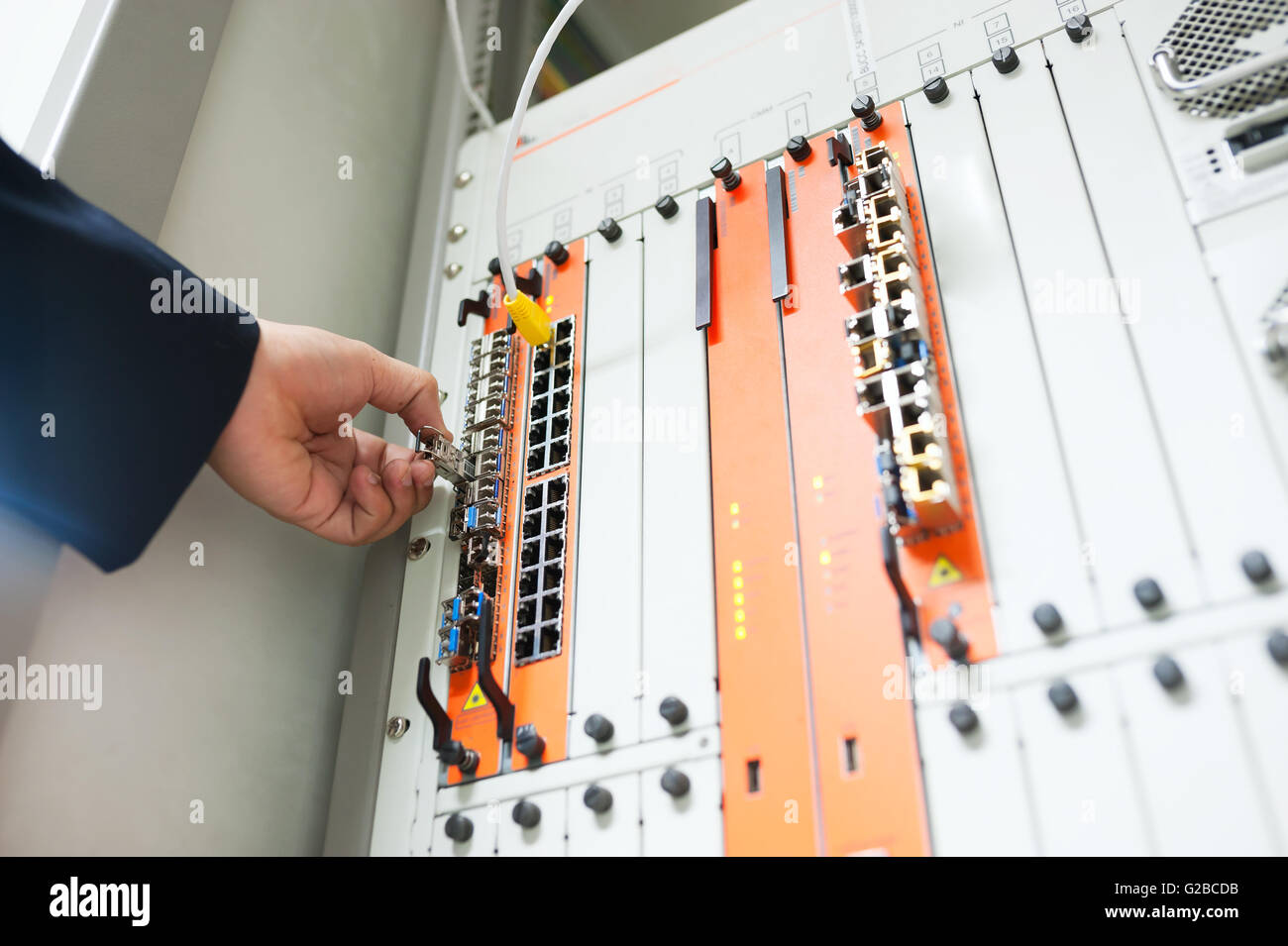 Fix network switch in data center room Stock Photo - Alamy