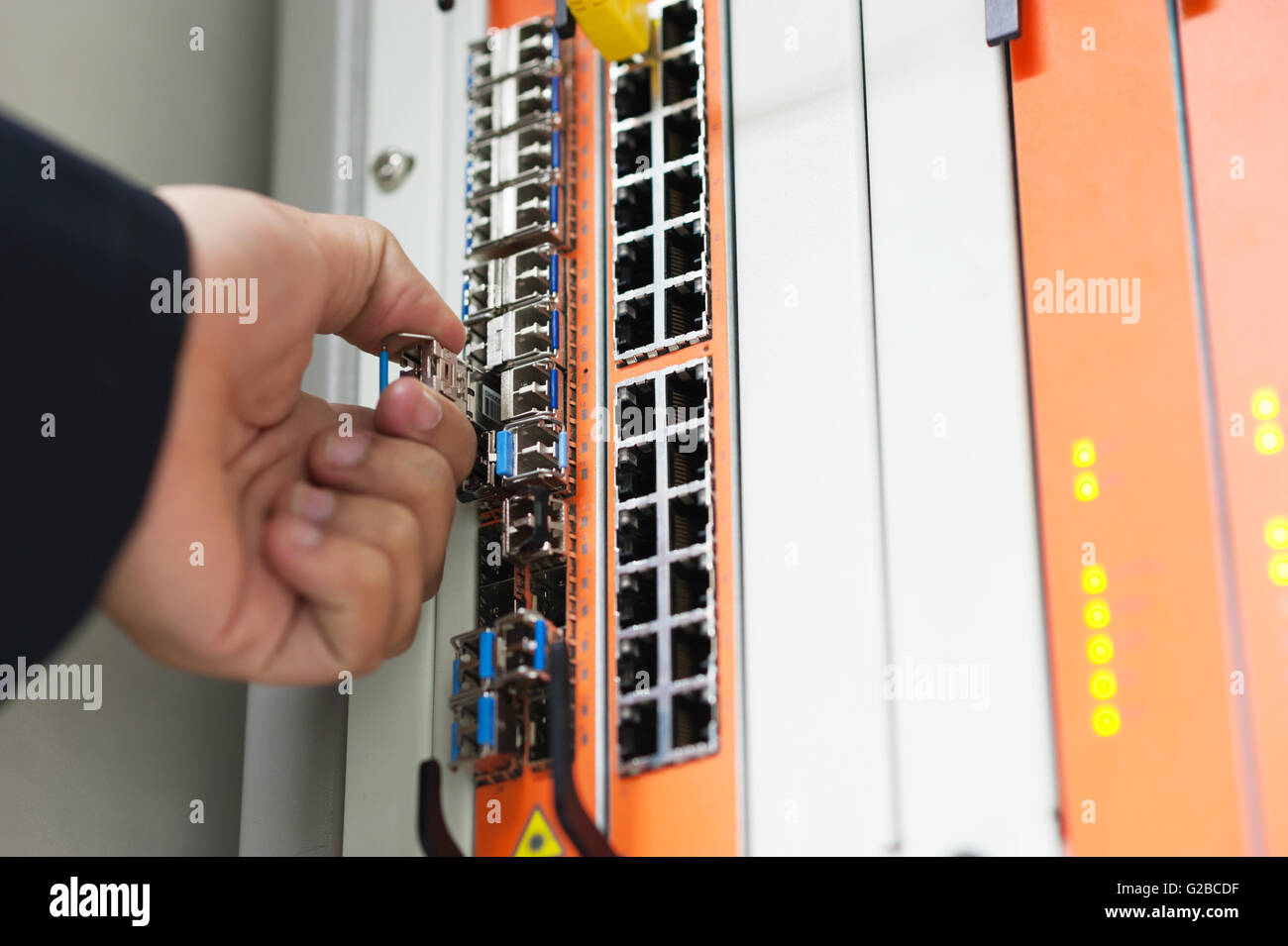 Fix network switch in data center room Stock Photo - Alamy