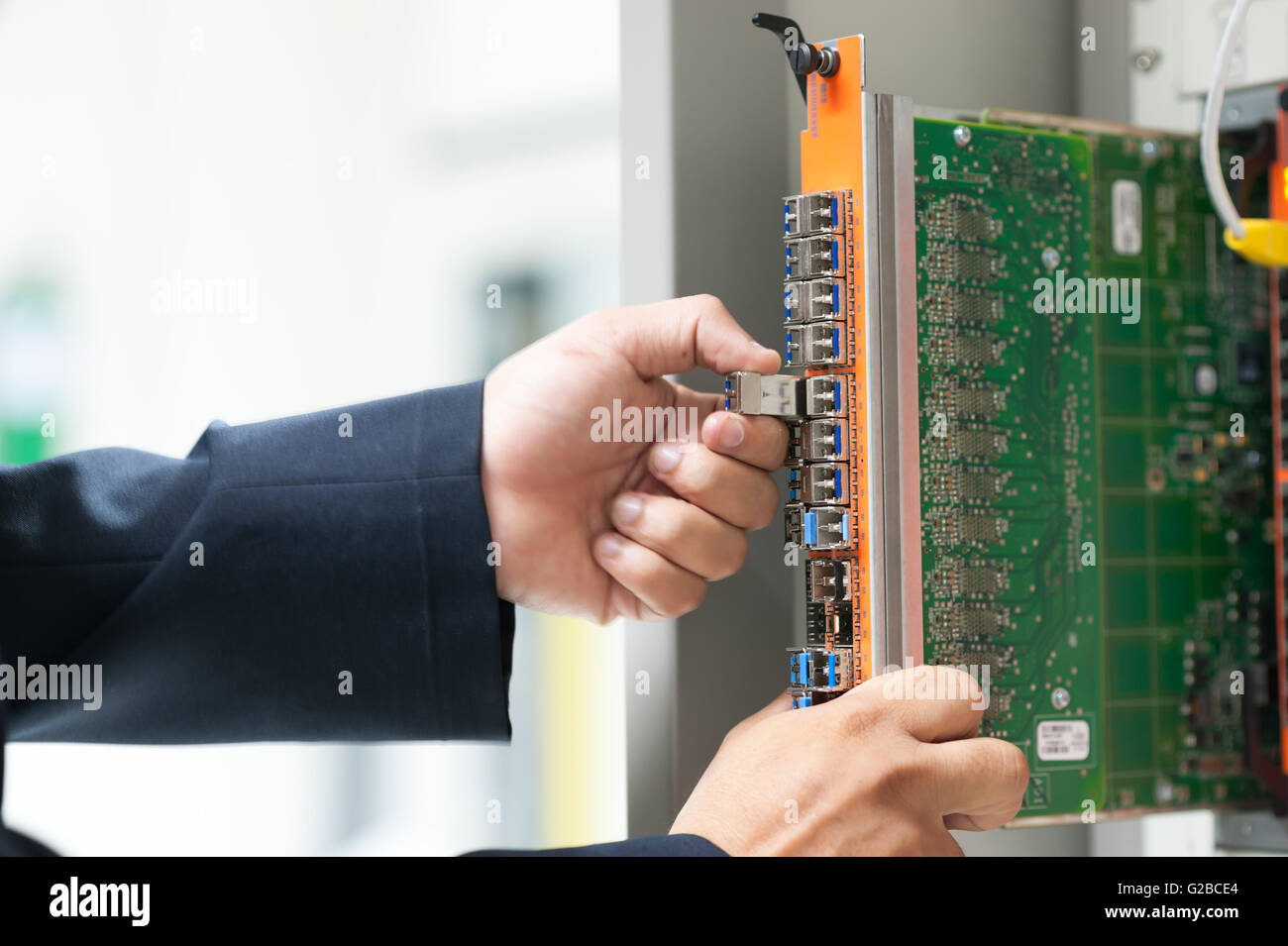 Fix network switch in data center room Stock Photo - Alamy