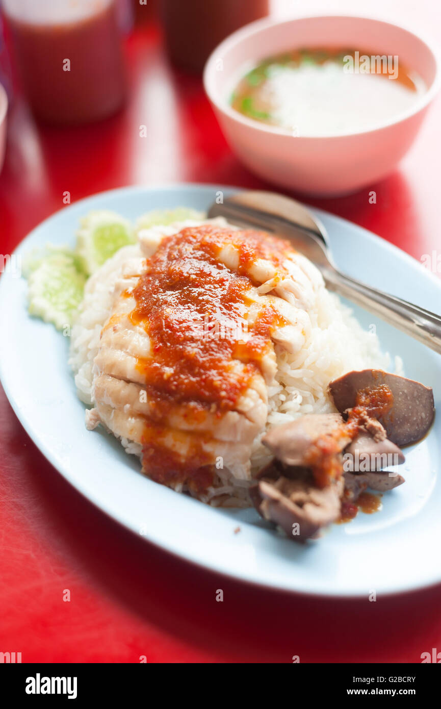 Chicken and rice thai food in soft light Stock Photo - Alamy