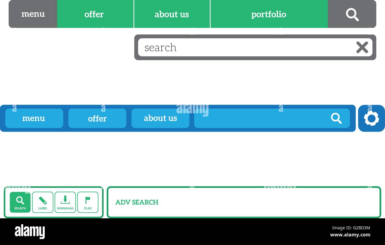 website navigation menus set flat design Stock Vector Image & Art - Alamy