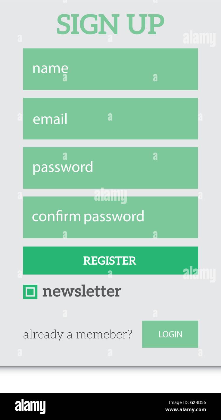 Register panel form window vector flat design sign up Stock Vector ...