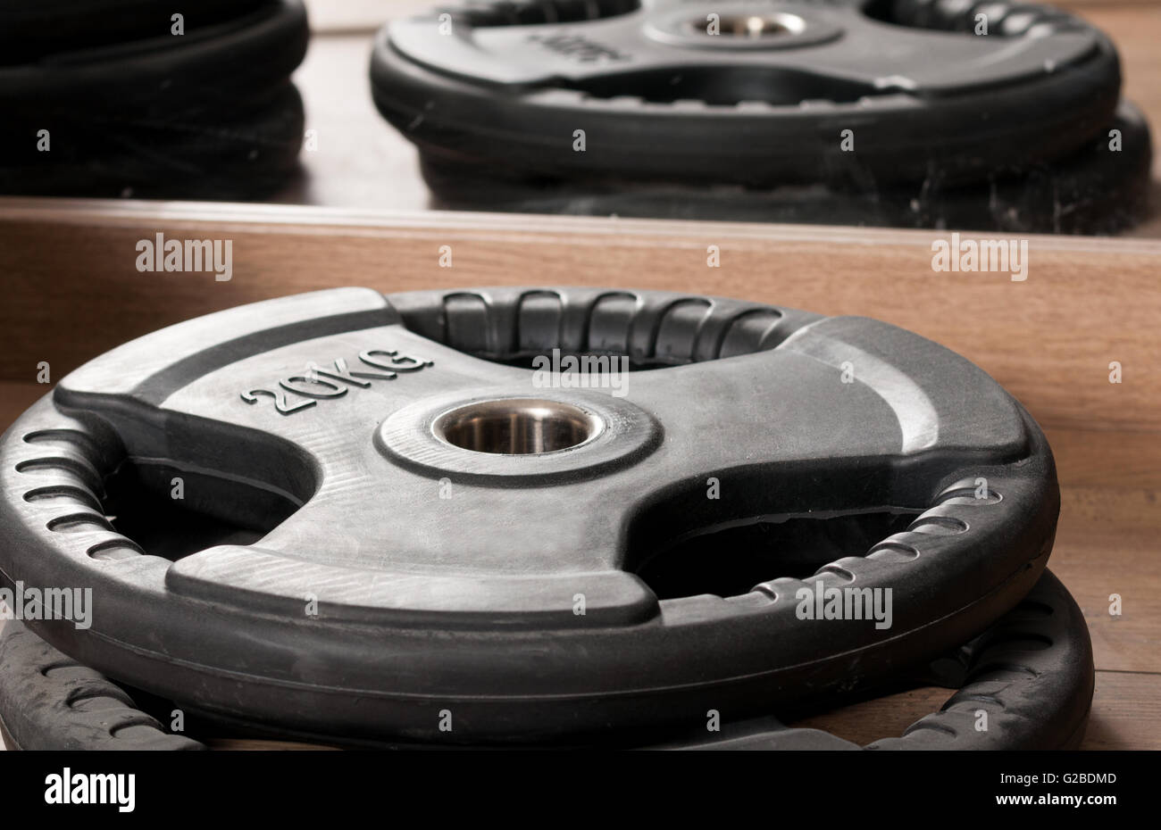 Close-up disk for dumbbells used in gym for weightlifing and exercising ...