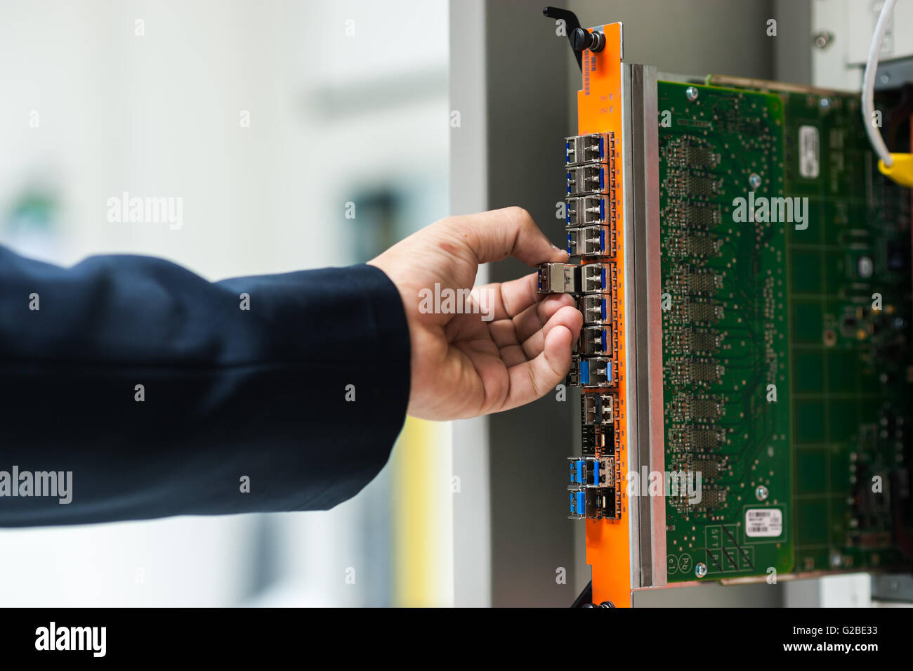 Fix network switch in data center room Stock Photo - Alamy