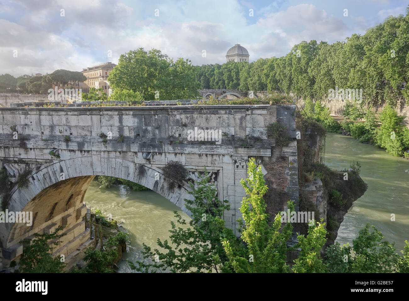 broken bridge in Rome, an ancient remnant of the Roman Empire Stock ...