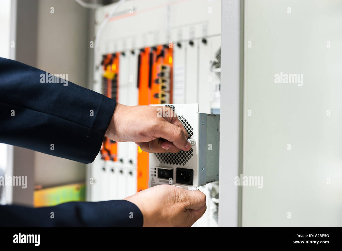 Fix network switch in data center room Stock Photo - Alamy