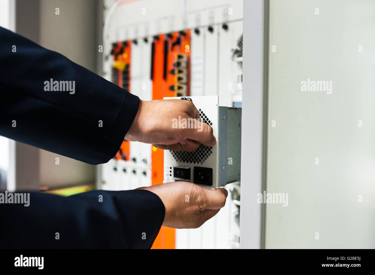 Fix network switch in data center room Stock Photo - Alamy
