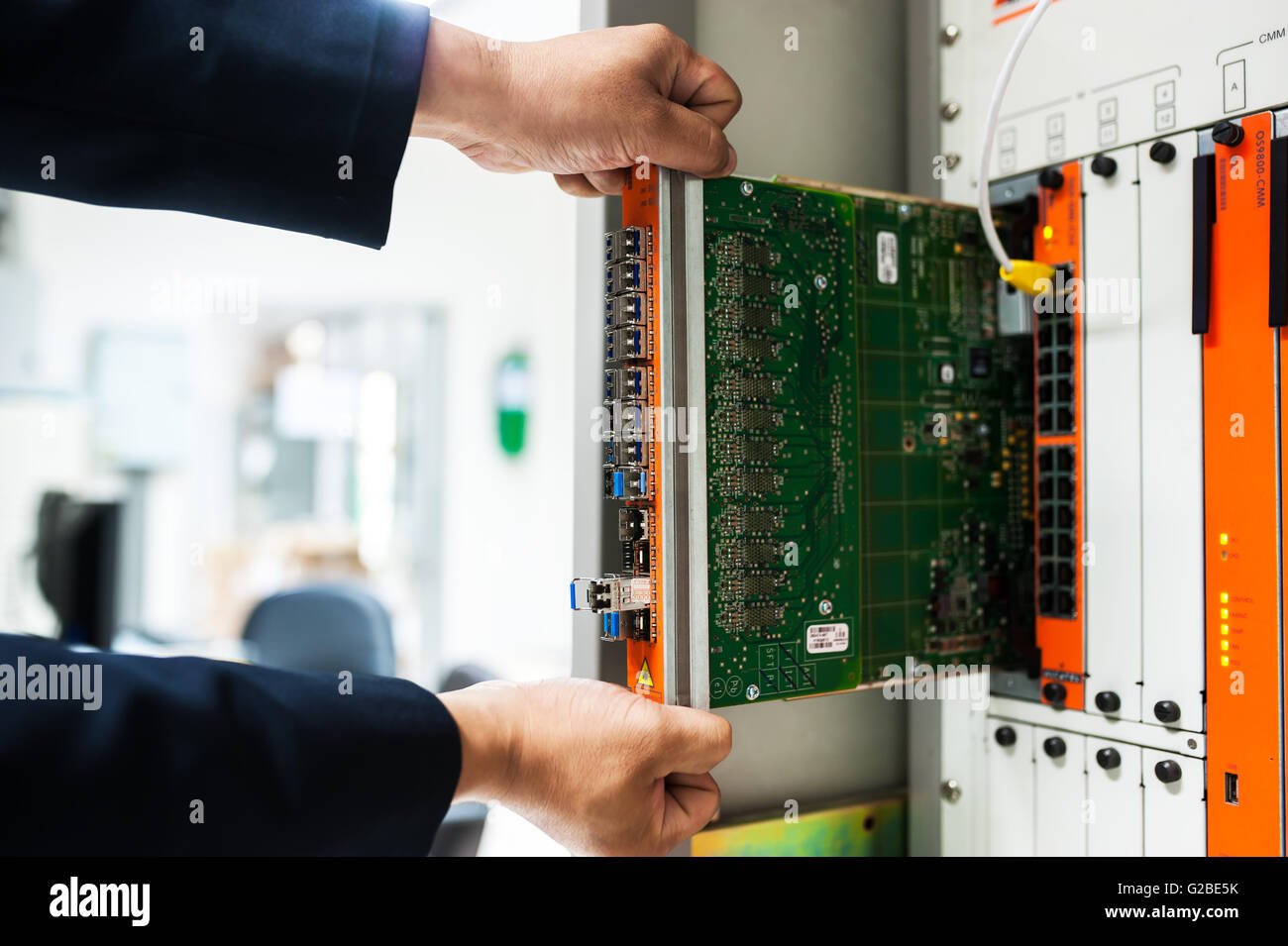 Fix network switch in data center room Stock Photo - Alamy