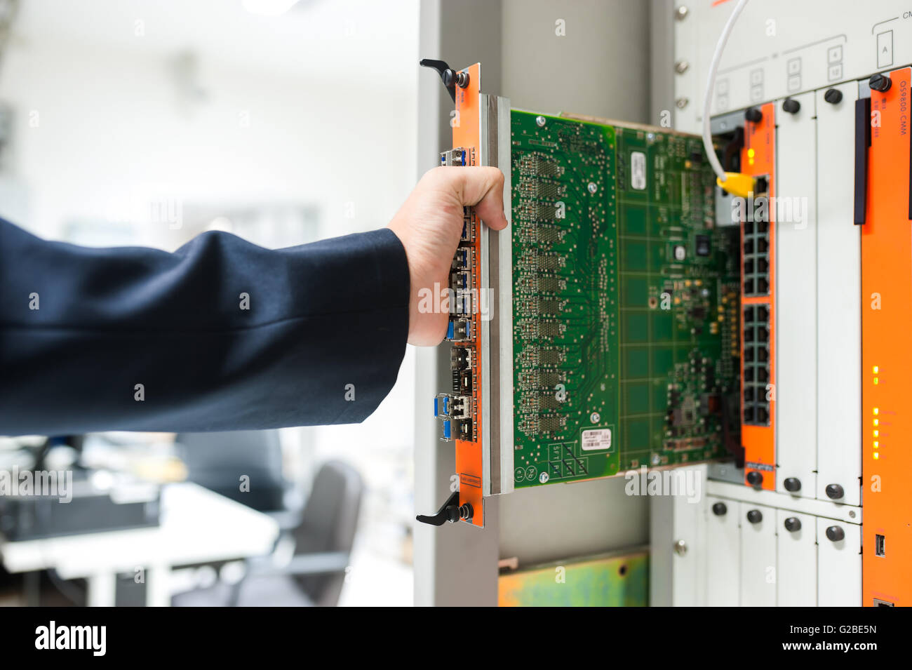 Fix network switch in data center room Stock Photo - Alamy