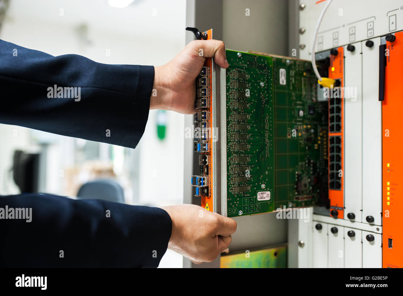 Fix network switch in data center room Stock Photo - Alamy