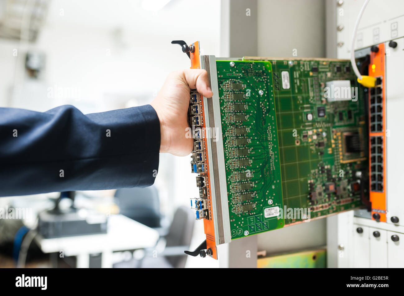 Fix network switch in data center room Stock Photo - Alamy