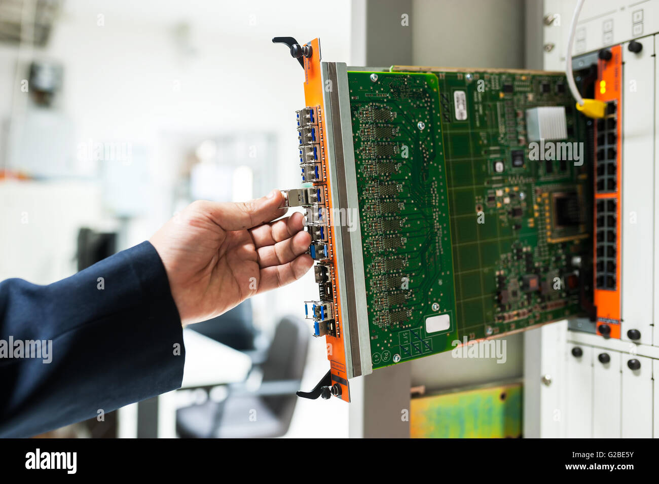Fix network switch in data center room Stock Photo - Alamy
