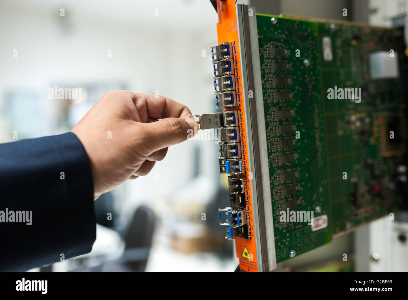 Fix network switch in data center room Stock Photo - Alamy
