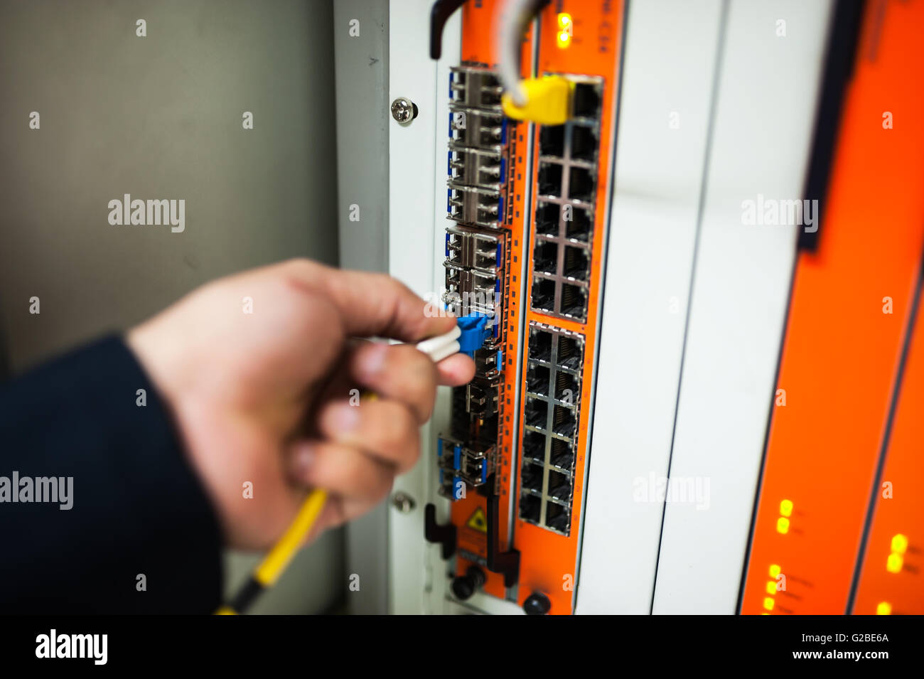 Fix network switch in data center room Stock Photo - Alamy