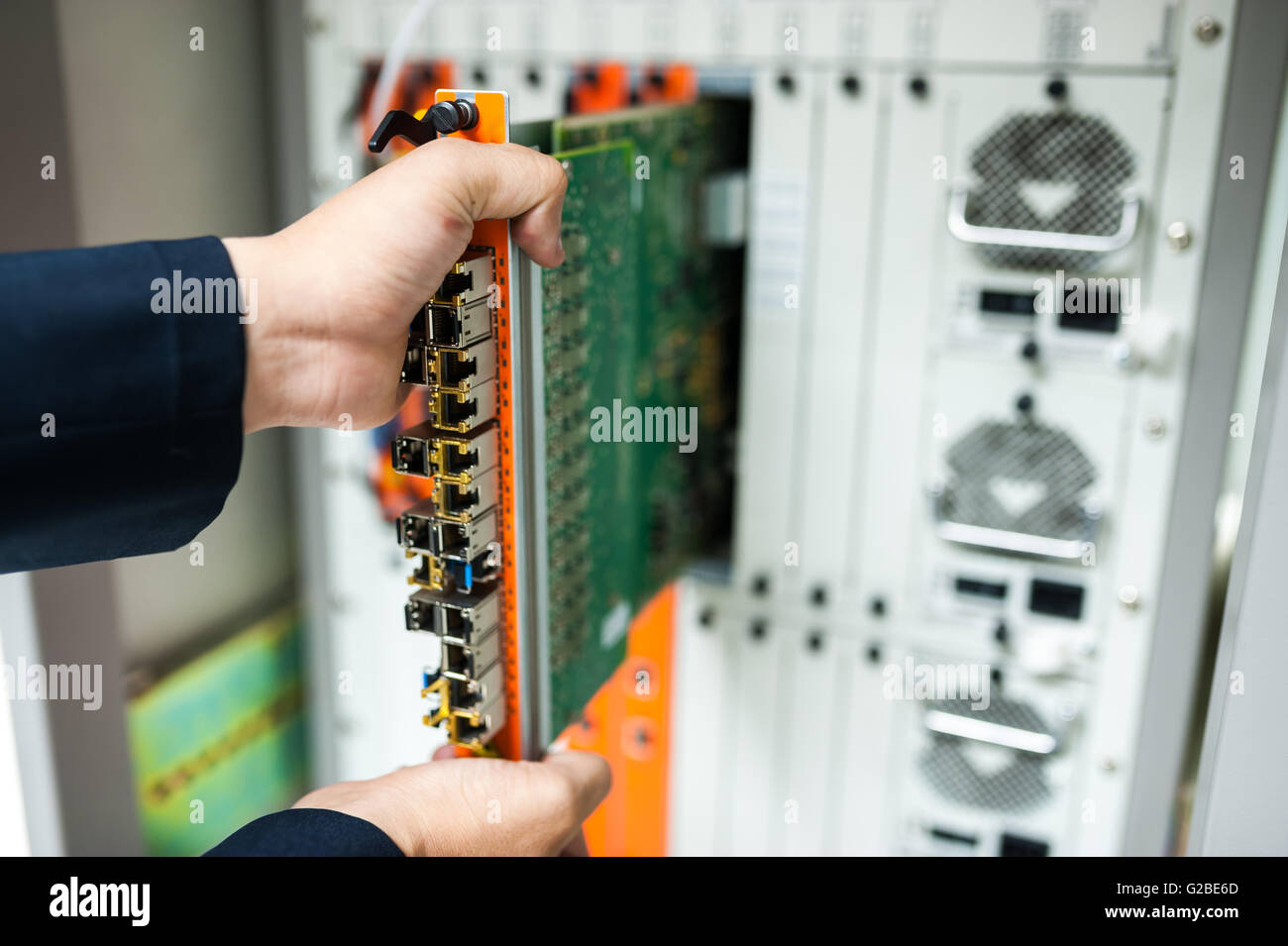 Fix network switch in data center room Stock Photo - Alamy