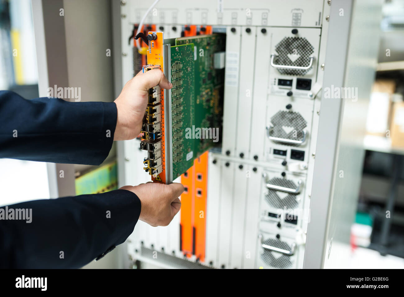 Fix network switch in data center room Stock Photo - Alamy
