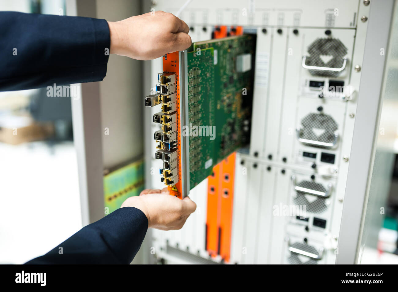 Fix network switch in data center room Stock Photo - Alamy
