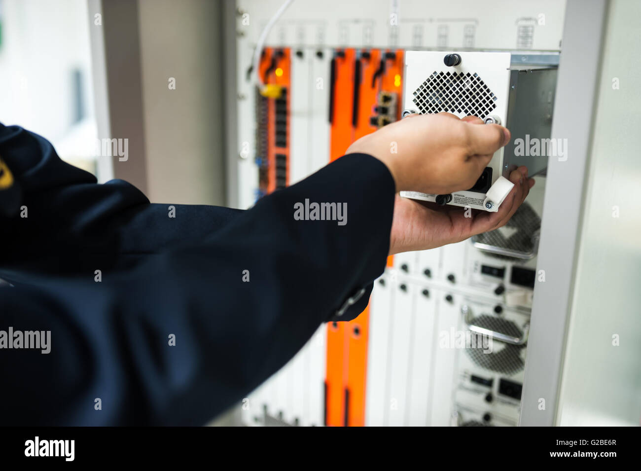 Fix network switch in data center room Stock Photo - Alamy