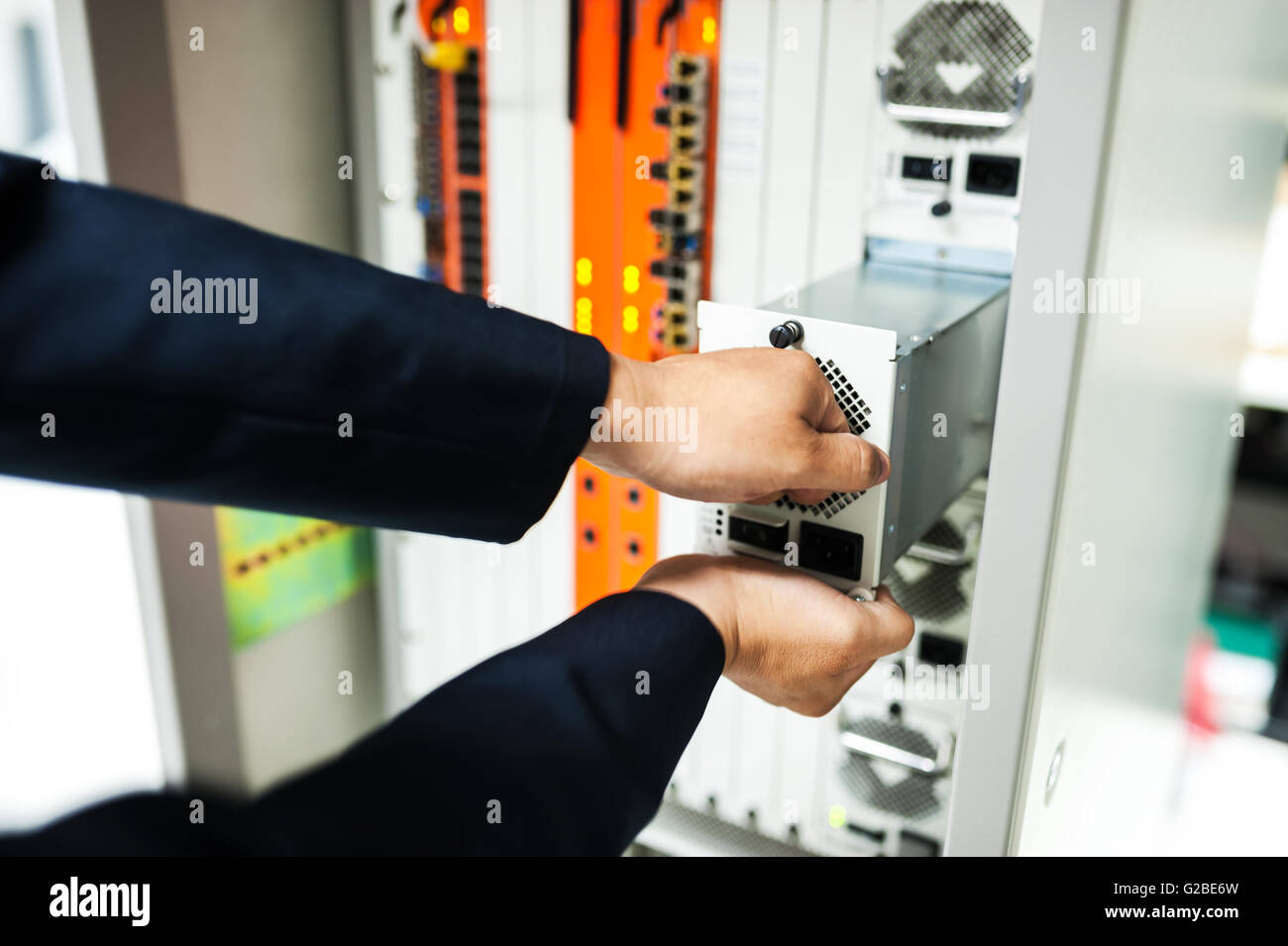 Fix network switch in data center room Stock Photo - Alamy