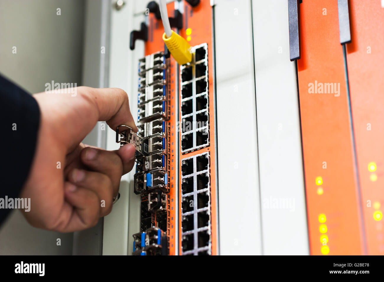 Fix network switch in data center room Stock Photo - Alamy