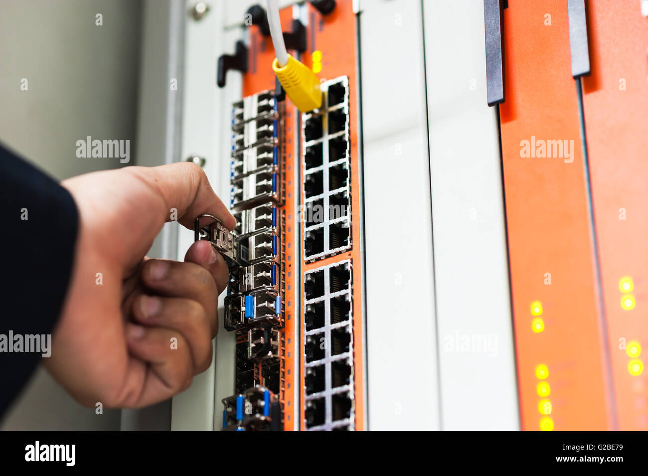Fix network switch in data center room Stock Photo - Alamy