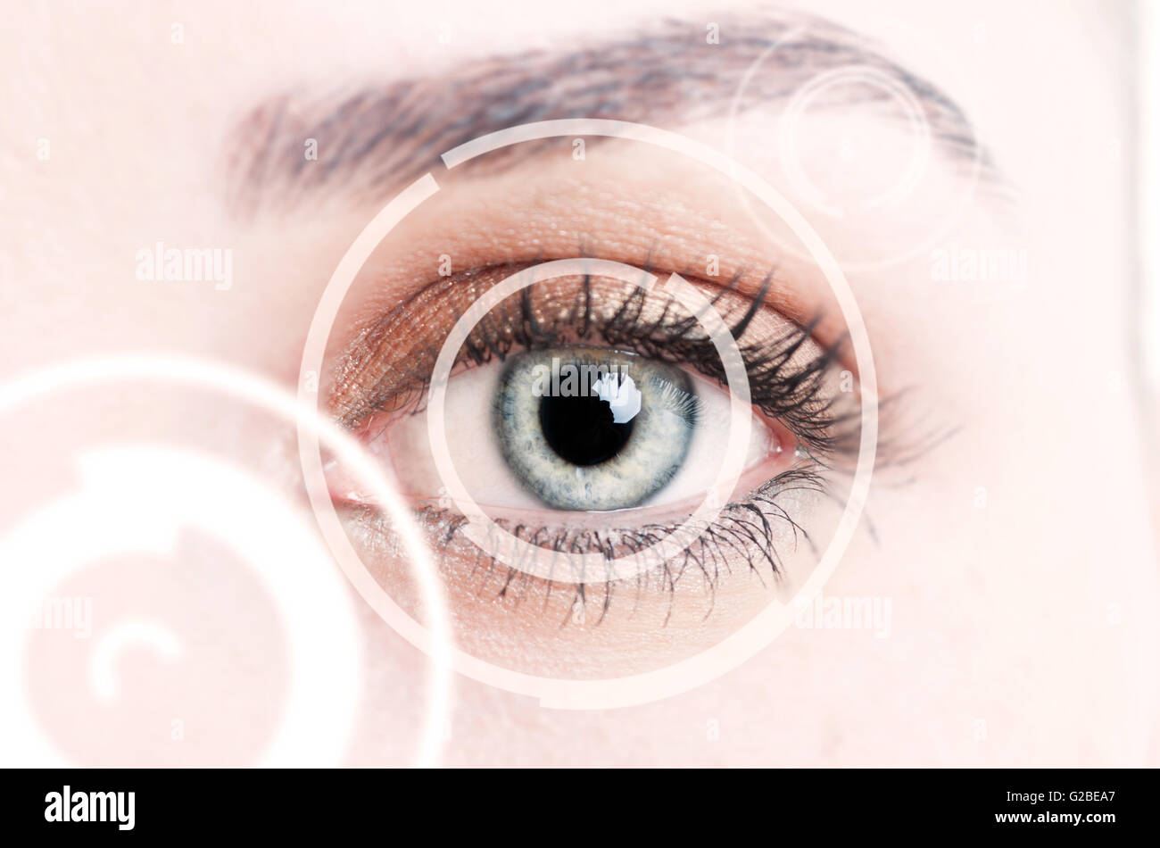 Close-up of digital eye representing new identification technologies ...