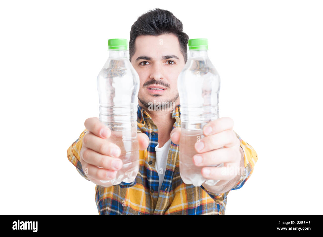 Hydration and healthy lifestyle concept with two bottles of water given ...