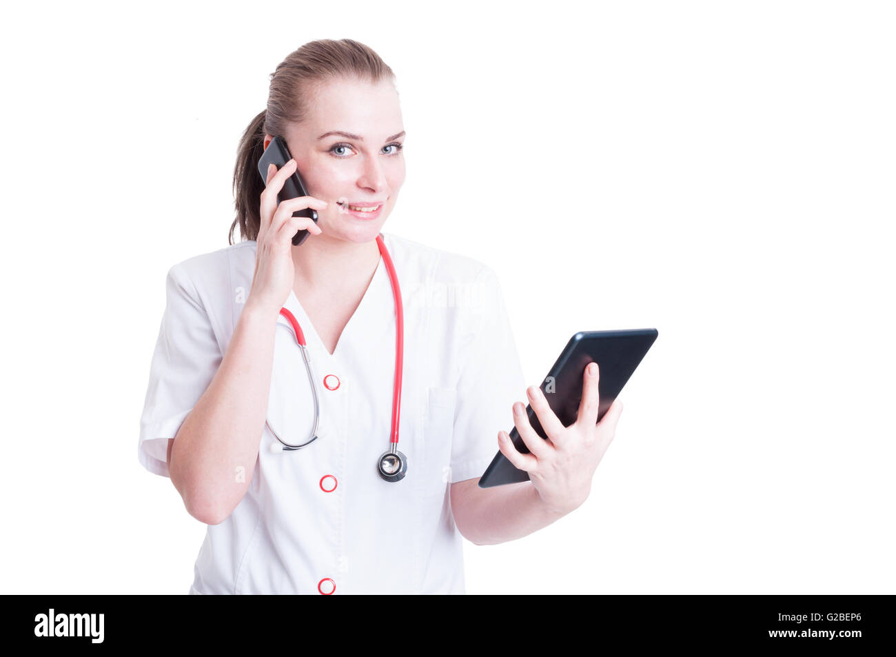 Female doctor multitasking hi-res stock photography and images - Alamy